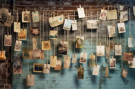 Premium Ai Image Background Texture Of Polaroid Photos Hung