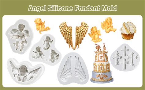 5pcs Angel Fondant Moldscross Chocolate Mold Silicone