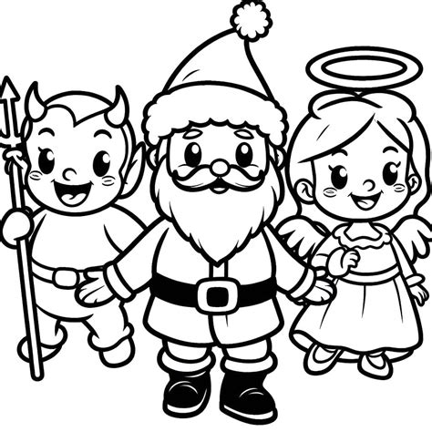 Omalovánka Mikuláš čert A Anděl Zdarma K Vytisknutí Zdarma