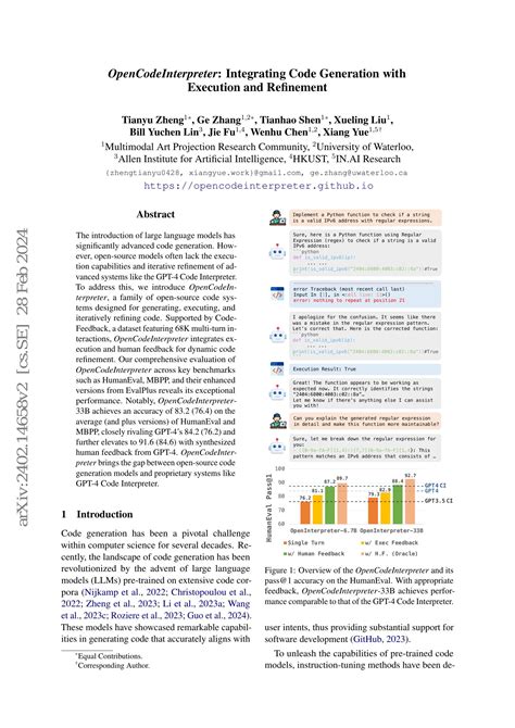 Opencodeinterpreter Integrating Code Generation With Execution And Refinement 智源社区论文