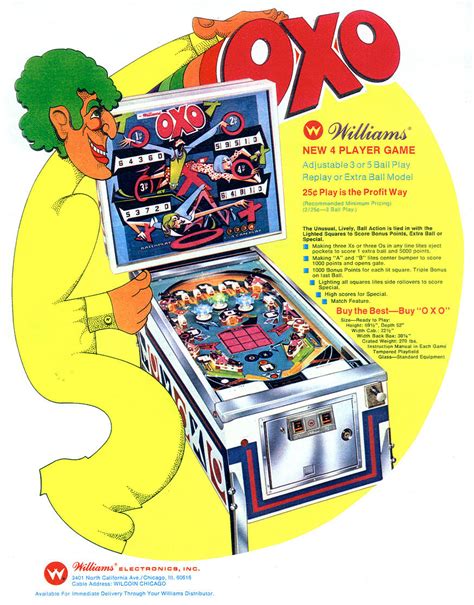 Oxo Pinball Machine Williams 1973 Pinside Game Archive