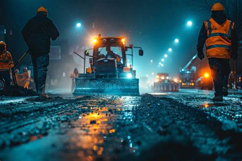 Night Shift Construction Workers Stock Illustration Illustration Of