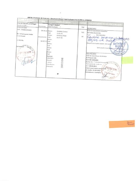 Formular De Incarcare Descarcare Tichet De Cantar Folie Pdf