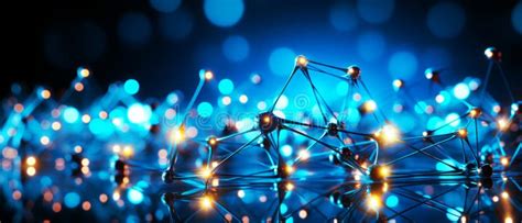 Abstract Technology Background Network Connection Structure With Glowing Particles Stock Image