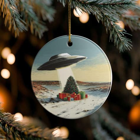 Weirdcore Ufo Christmas Ornament Alien Abduction Sci Fi Holiday Decor
