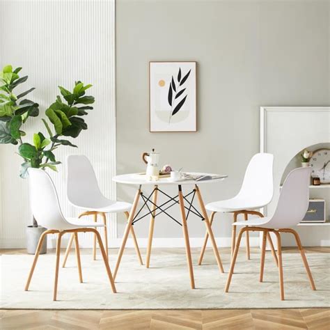 Lot De 4 Chaises De Salle à Manger Scandinaves Blanc Cdiscount Maison