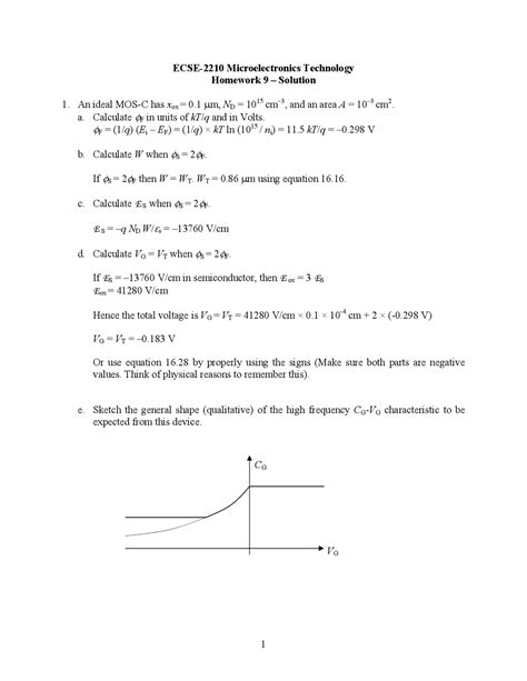 Homework 9 With Solutions Microelectronics Technology Ecse 2210