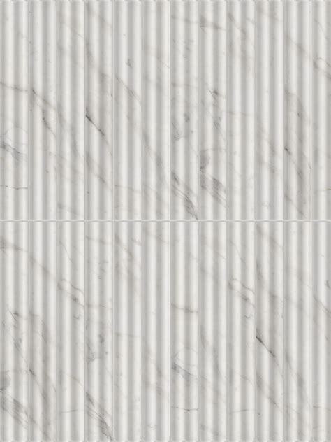 Zanetti Pearl White Marble Effect Fluted Tiles Quorn Stone
