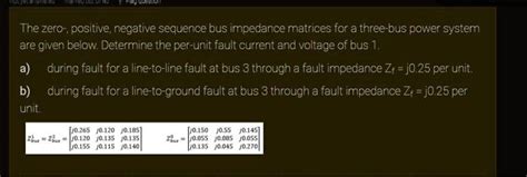 solved the zero positive negative seguence bus impedance matrices for