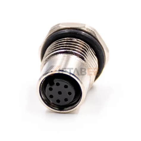 M12 8 Pin A Coded Female Bulkhead Pcb Mount Connector Metabeeai