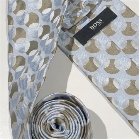 HUGO BOSS SILK NECKTIE A Light Blue And Silver Depop