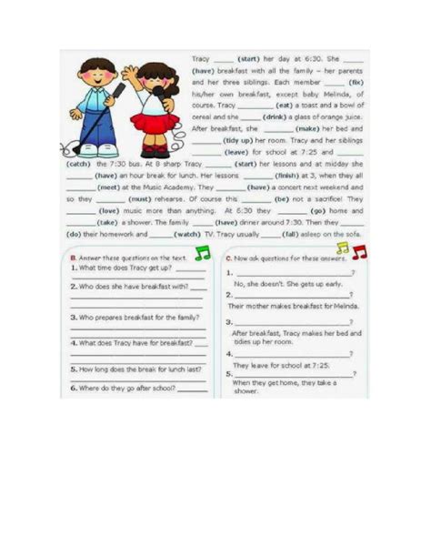 Reading Comprehension Simple Present Online Exercise For Live Worksheets