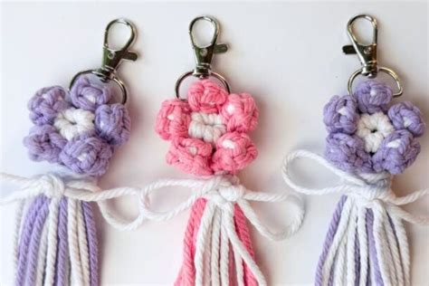 Easy Macrame Flower Keychain Tutorial By Simply Inspired Macrame For Beginners