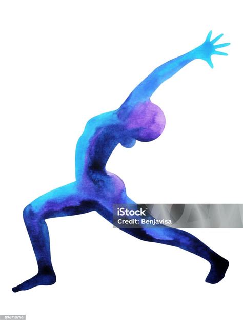 전사 1 요가 포즈 위치 수채화 그림 손 그림 일러스트 디자인 차크라 컬러 파워 클리핑 경로 수채화에 대한 스톡 벡터 아트 및 기타 이미지 Istock