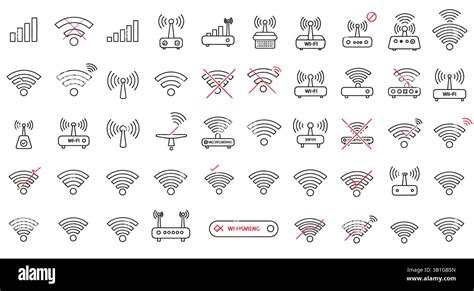 Wi Fi Signal Icons Collection Wireless Connectivity Strength Symbols