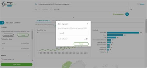 screen shot of a research example in kalya research tool save query download scientific diagram