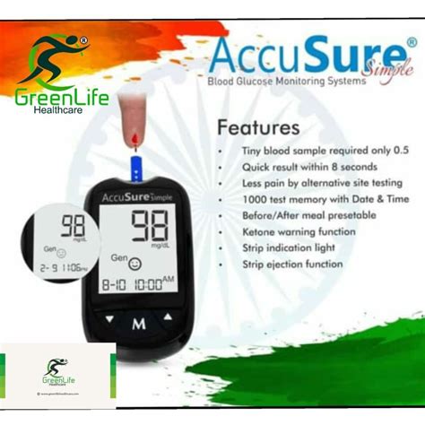 06 333 Mmoll Accusure Glucometer Sensor For Personal 28 Days At