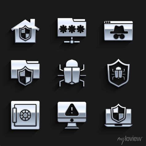 Set System Bug Monitor With Exclamation Mark Laptop Protected Posters For The Wall • Posters