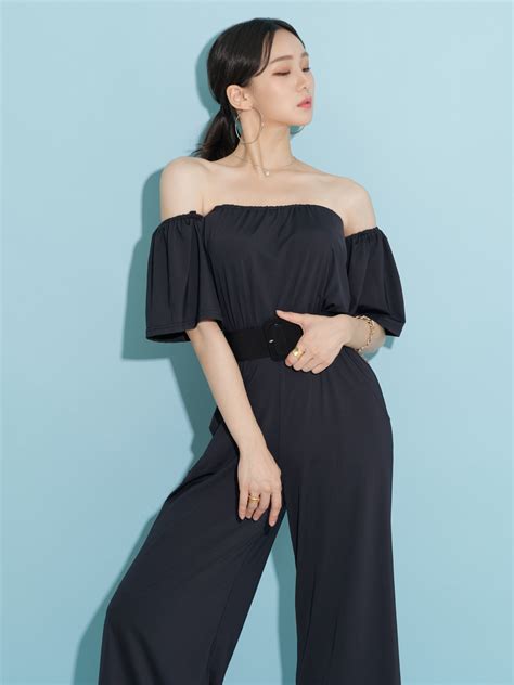 sale 오프숄더 점프수트 블랙