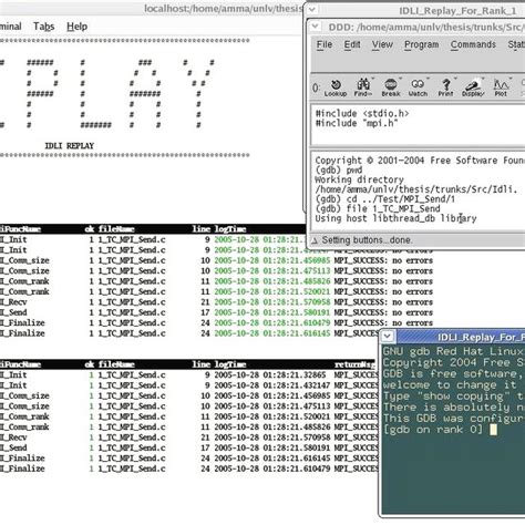 replay on two different nodes with two different debuggers ddd and gdb