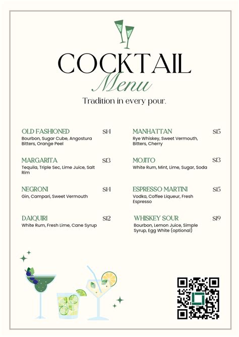 Free Cocktail Menu Templates Editable And Printable