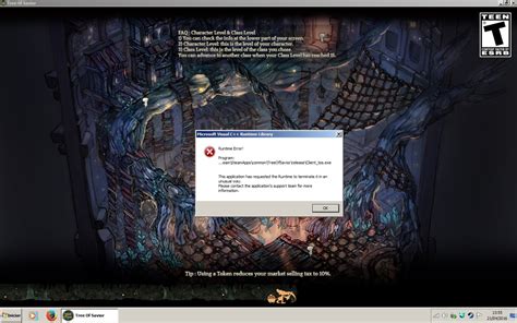 visual c runtime library crashes connection game crash tree of