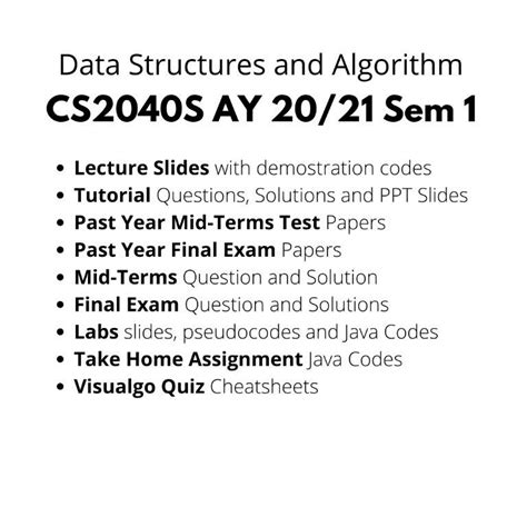 Computer Science Cs2040s Data Structures And Algorithm Ay2021 Sem 1