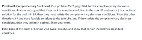 Solved Problem 3 Complementary Slackness See Problem