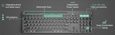 Amazon Com Vortec Wireless Multi Device Bluetooth Keyboard Compatible With IPhone IPad