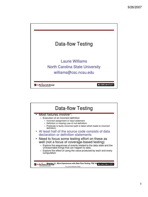 Data Flow Testing Data Flow Testing Pdf Control Flow Variable Computer Science