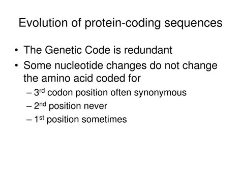 Ppt Evolution Of Protein Coding Sequences Powerpoint Presentation