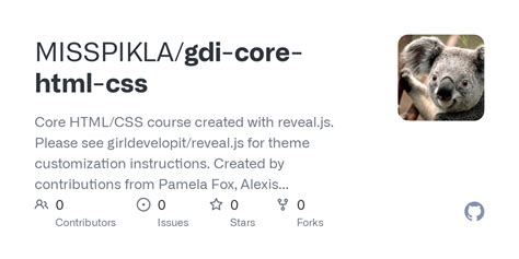 GitHub MISSPIKLA Gdi Core Html Css Core HTML CSS Course Created With Reveal Js Please See