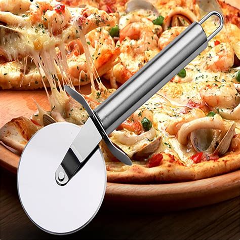Stainless Steel Pizza Cutter Double Roll Pizza Cut Grandado