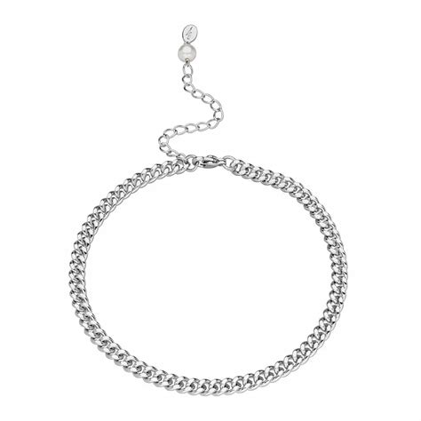 Hannah Martin Curb Chain Anklet Rhodium Plated