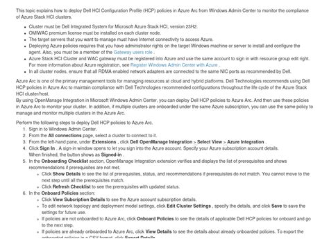 onboard dell policies to azure arc from windows admin center azure