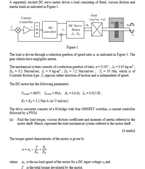 A Separately Excited DC Servo Motor Drives A Load Chegg Com