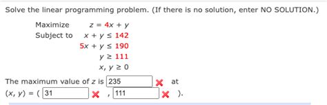 Solved Solve The Linear Programming Problem If There Is No