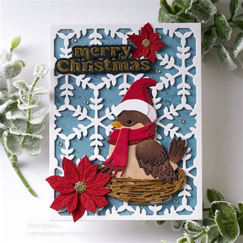 Memory Box Bundled Bird Nest And Aurora Snowflake Frame Card