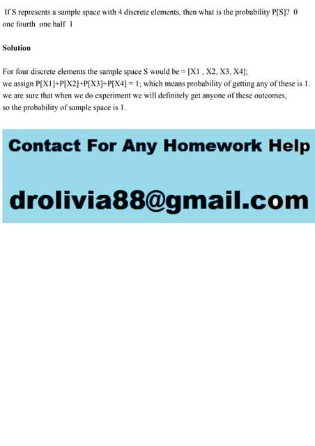 if s represents a sample space with 4 discrete elements then what is pdf
