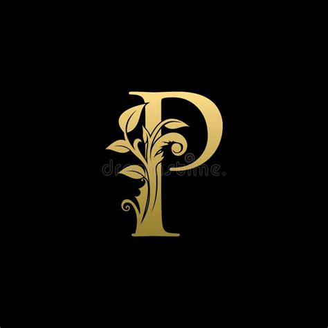 Classy Gold Leaf P Letter Logo Stock Illustration Illustration Of
