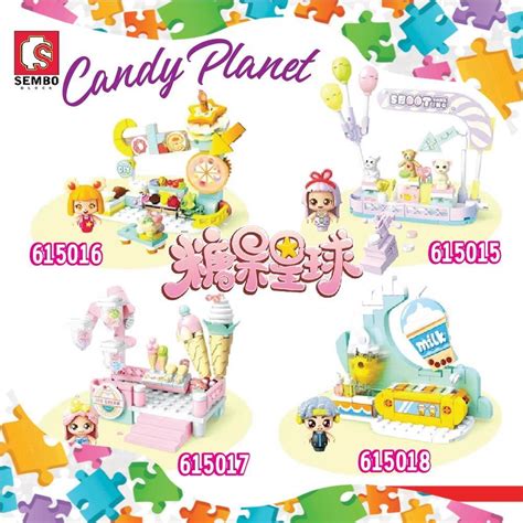 Sembo Block [4 In 1] 615015 615018 Doll Cake Ice Cream Milk Boba Tea Shop Stall Building Block