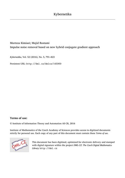Pdf Impulse Noise Removal Based On New Hybrid Conjugate Gradient Approach