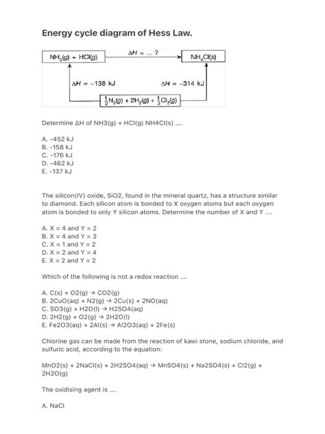 Energy Cycle Diagram Of Hess Law Pdf Gases Chemical Reactions