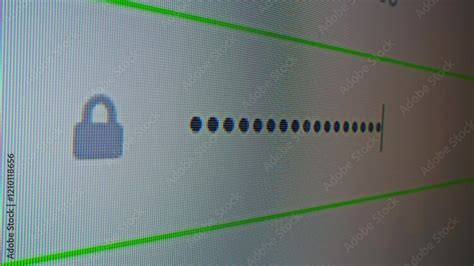 enter password on pc log in close up of computer screen entering