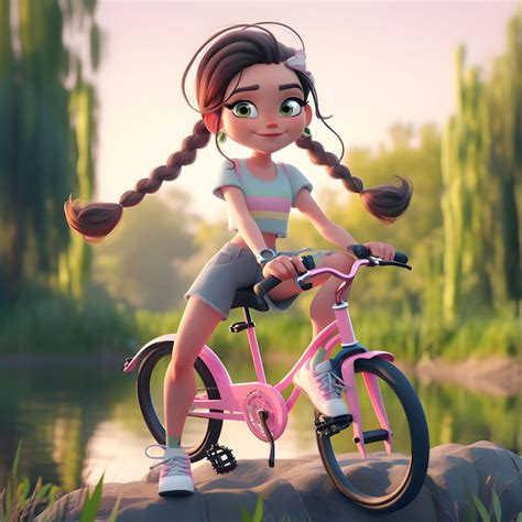 Cute 3d Cartoon Girl Premium Ai Generated Image