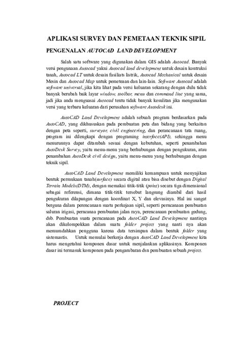 doc aplikasi survey dan pemetaan teknik sipil pengenalan autocad land