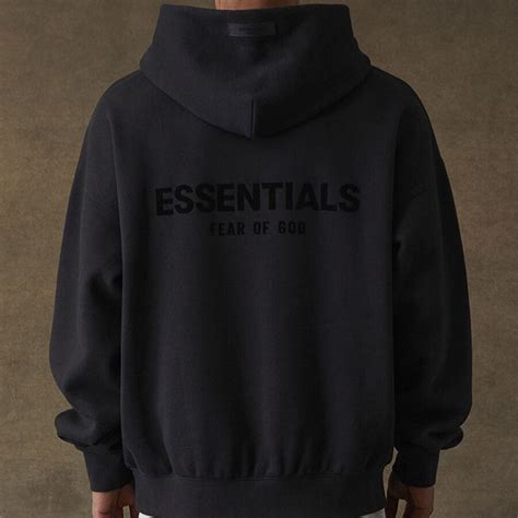 Buy Fear Of God Essentials Felt Logo Hoodie Black Online In Singapore