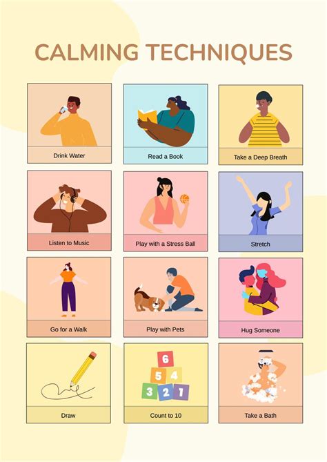 Calming Techniques Chart In Illustrator Pdf Download