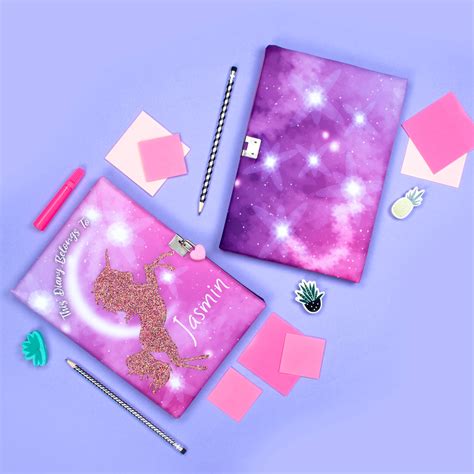 Personalised Notebook Glitter Unicorn Fringoo