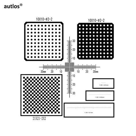 977t Microscope Calibration Target Checkerboard Grid Dot 001mm